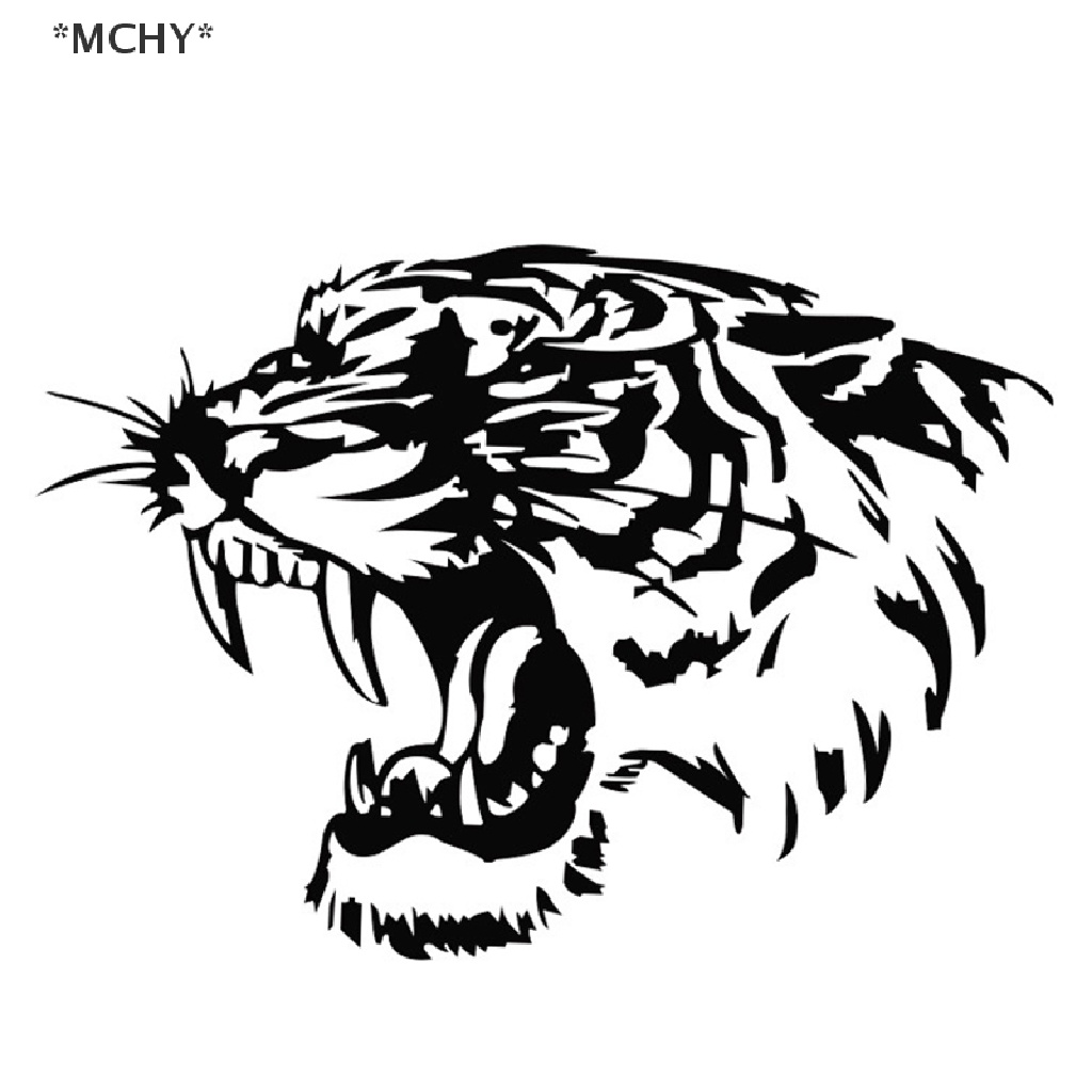 MCHY 28X28CM POWERFUL TIGER HEAD Motorcycle Vinyl Decal Car Sticker ...