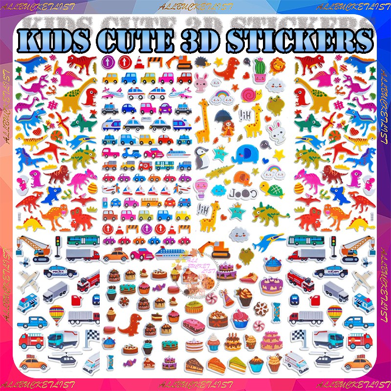 Kids 3D Stickers Bubble Cartoon Cute Stickers Kartun Sticker Stiker ...
