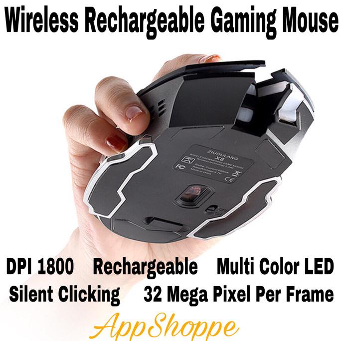 Wireless Gaming Mouse Silent USB Optical Ergonomic Rechargeable WOLF ...