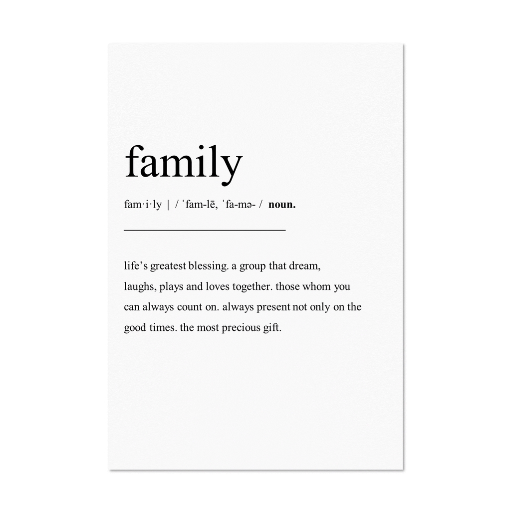 Family Dictionary Definition Minimalist Wall Art Frame Poster Deco ...