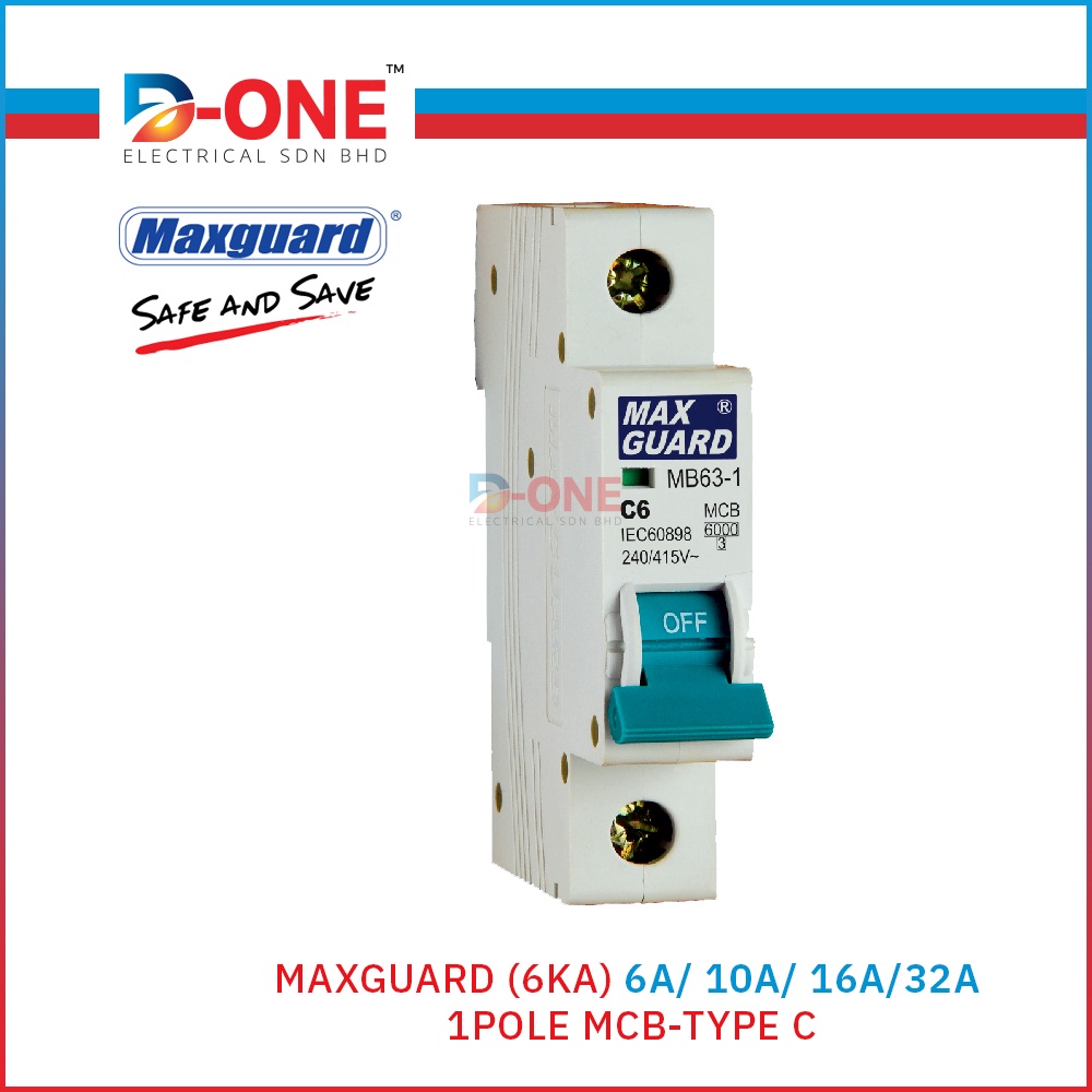 Maxguard Miniature Circuit Breakers - MB63-1 Series (6kA MCB) | Shopee ...