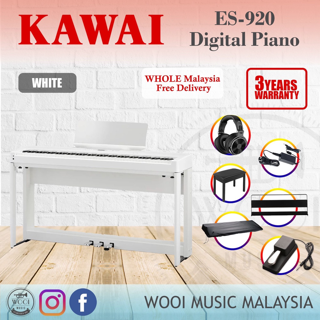 Kawai ES-920 Portable Digital Piano - White (Package) | Shopee Malaysia