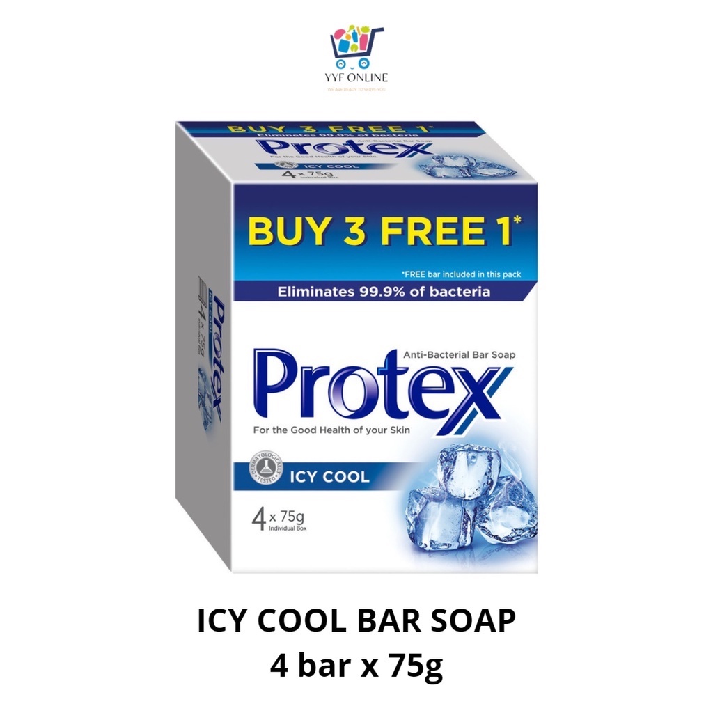 PROTEX Soap Bar Antibacterial 3 Free 1 - Icy Cool / Herbal ( 4s x 75g ...