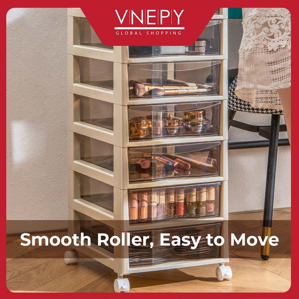 【Vnepy】5 Tier A4 Drawer Storage Rack With Wheels Home Drawer A4 File ...