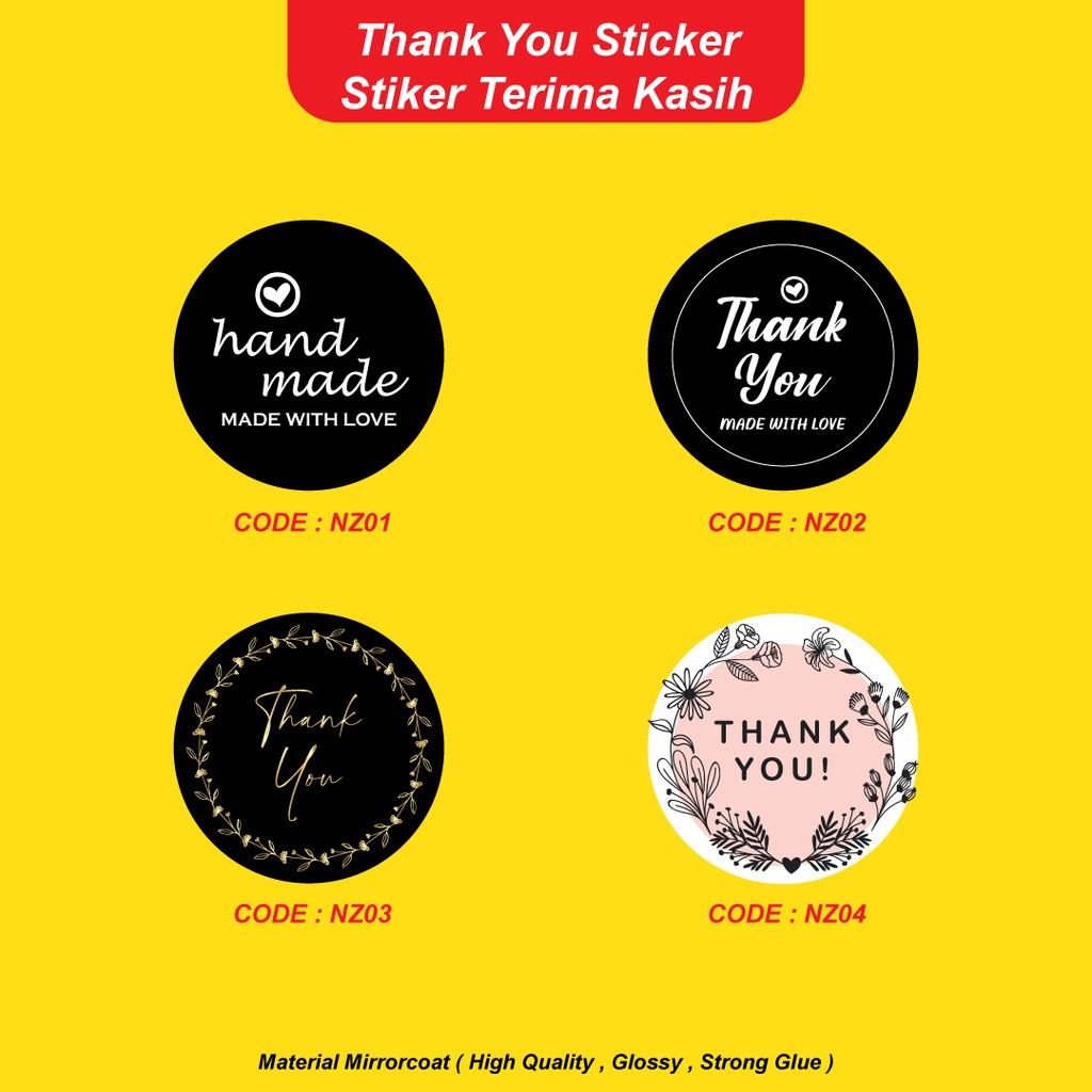 Thank You Sticker / Stiker Terima Kasih / Sticker Label / Label Stiker ...