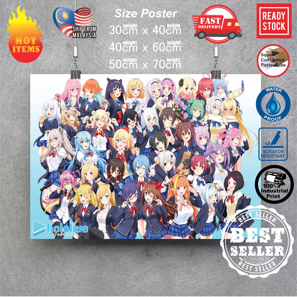 (READY STOCK) Hololive Production poster | Anima Wall Deco poster ...