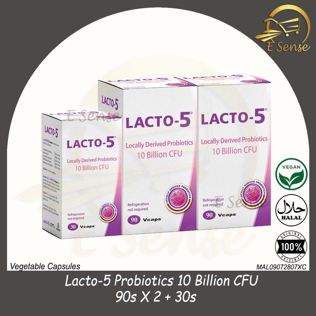 [E SENSE] Lacto-5 Probiotics 10 Billion CFU 90S +90S +30S Value Pack ...