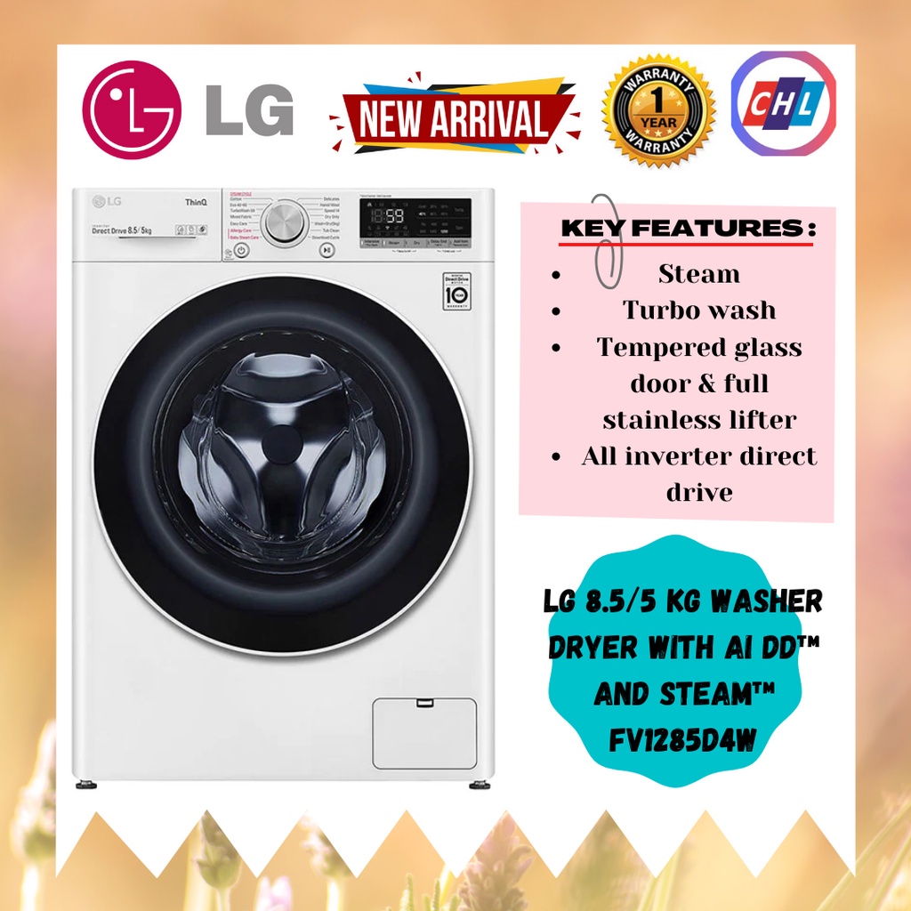 LG (SEND BY LORRY) 8.5/5 KG WASHER DRYER WITH AI DD™ AND STEAM ...