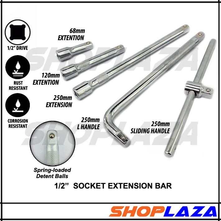 MYDIYHOMEDEPOT - Chrome 1/2" Drive L Handle Extension Socket Sliding ...
