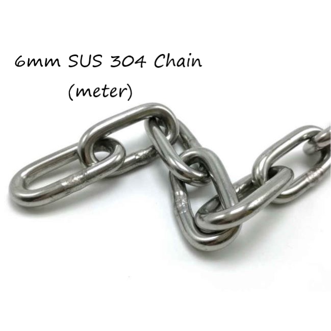 6MM 304 Stainless Steel Chain (meter) / Rantai Tidak Berkarat | Shopee ...