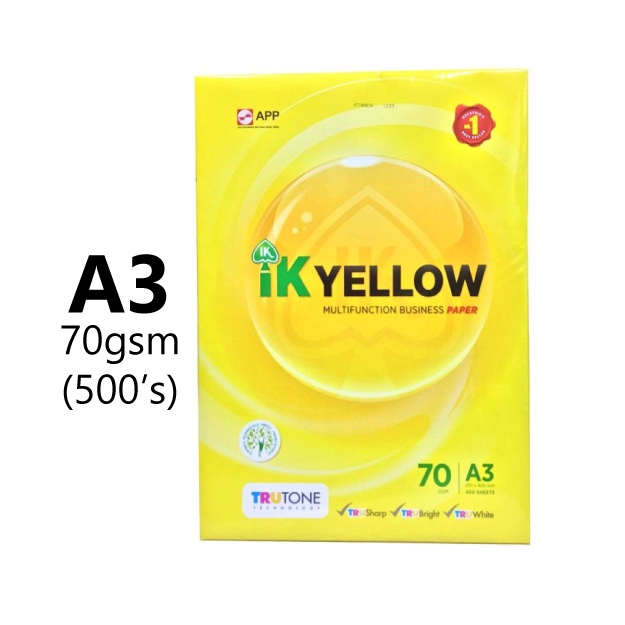 IK Yellow A3 Paper 500’s 70gsm / Kertas A4 Putih / Kertas Fotostat /A3 Copier/ Photostat Paper 1 ...