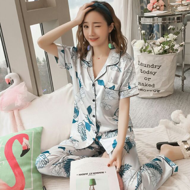 Satin Panjamas ladies Nightwear Nightdress baju tidur | Shopee Malaysia