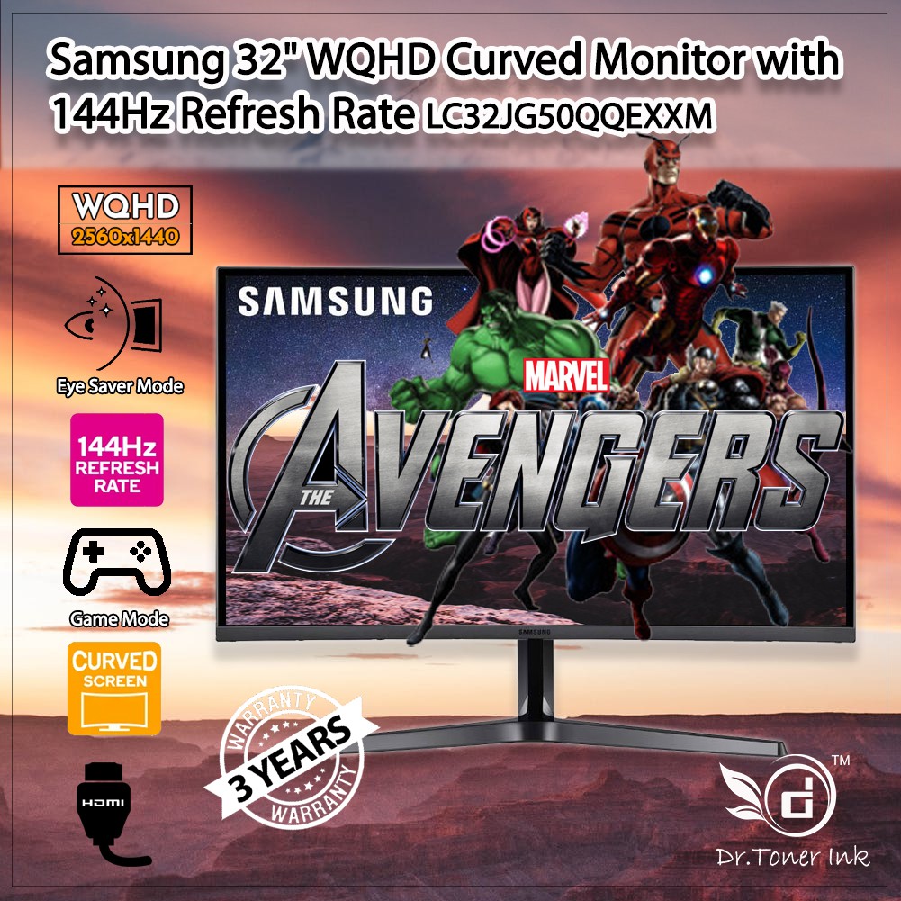 Samsung 32" WQHD Curved Monitor C32JG50 with 144Hz Refresh Rate ...