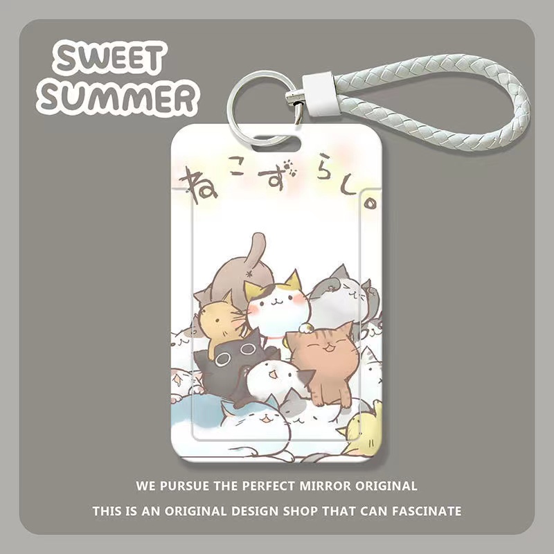 Cute cat student card case meal card bus card subway card work permit ...