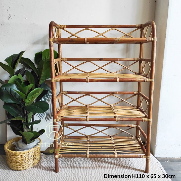[4LVL] Rattan Rack Organizer / Book Shelving / Living Room Shelving ...