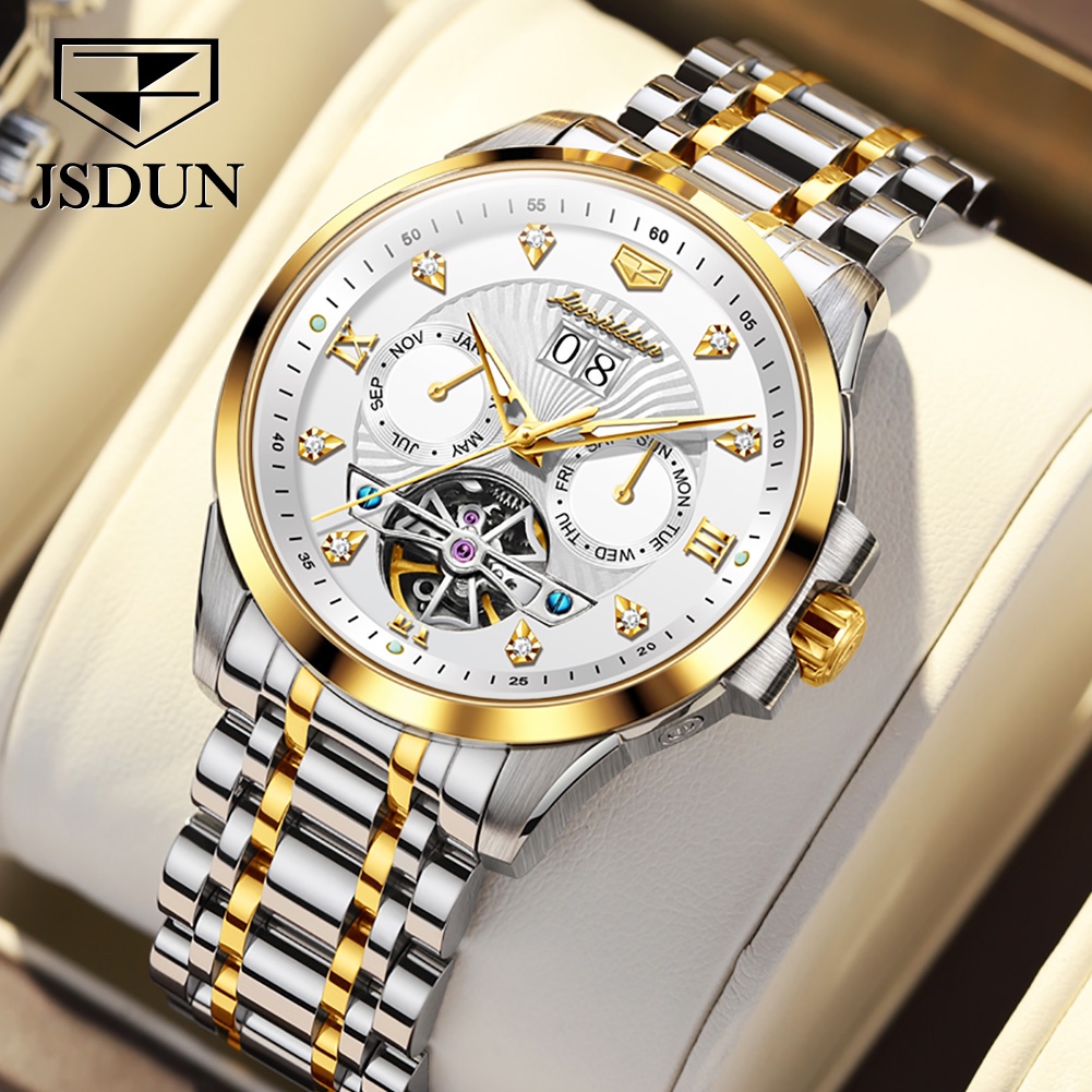 JSDUN Jam Tangan Lelaki Original Waterproof Automatic Mechanical ...