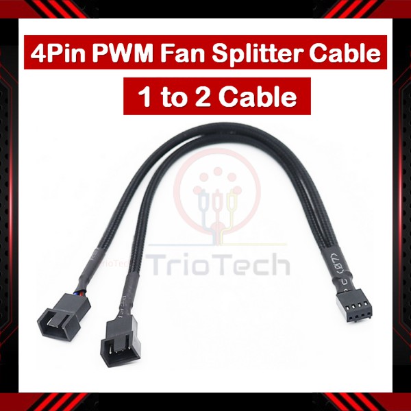 4 Pin PWM Fan Splitter Cable 1 To 3 / 1 To 2 Ways Black Sleeved ...
