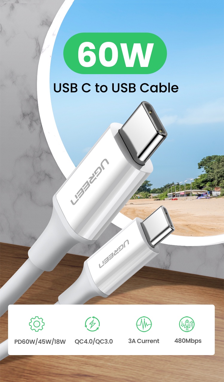 UGREEN 60W USB C to Type-C Fast Charge Data Cable compatible for Samsung HUAWEI | Shopee Malaysia