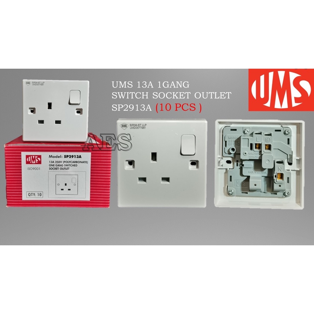 10 PCS - UMS 13A 1 GANG SWITCH SOCKET OUTLET SP2913A | Shopee Malaysia