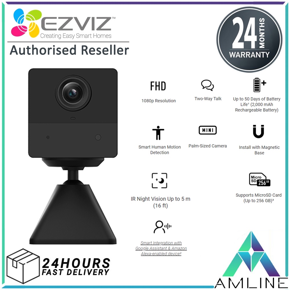 EZVIZ BC2 2MP Indoor Wi-Fi Smart Home Battery Powered Palm-Sized Security Camera Smart Human ...