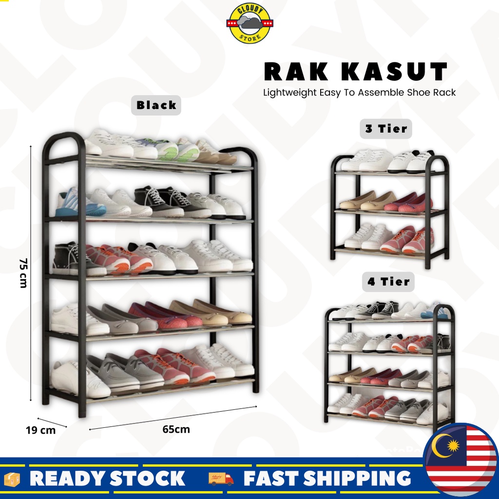 Stainless Steel Almari Kabinet Rak Kasut Besi Plastik Shoes Rack Shoe ...