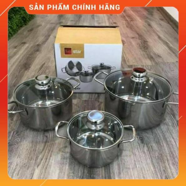 Set Of 3 Stainless Steel Pots With 3 Bottoms Fivestar Glass Swing ...