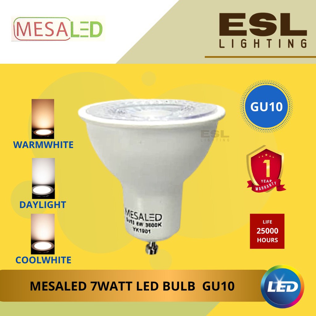 ESL LIGHTING MESALED LED Bulb GU10 7Watt (Daylight/Warmwhite/Coolwhite ...