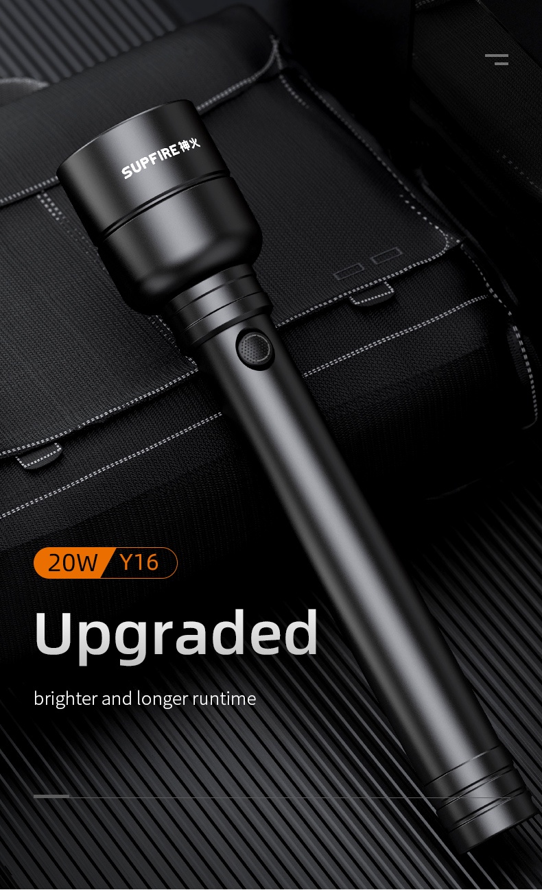 SUPERFIRE Y16 20W Lampu Suluh Terang Torch Light Powerful LED ...