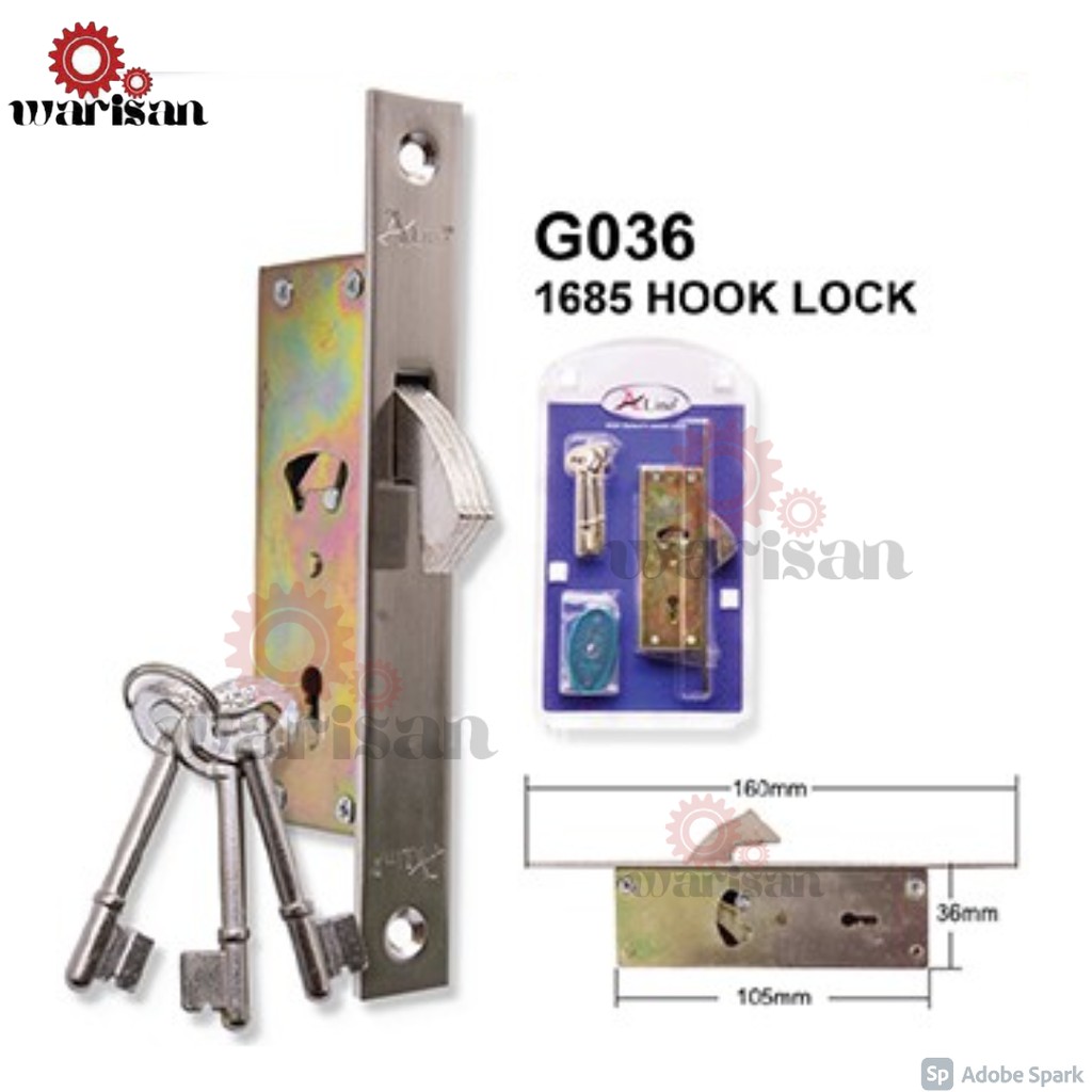 Aline G036 1685 Hook Lock Handle Entrance Iron Door Gate Lock Set ...