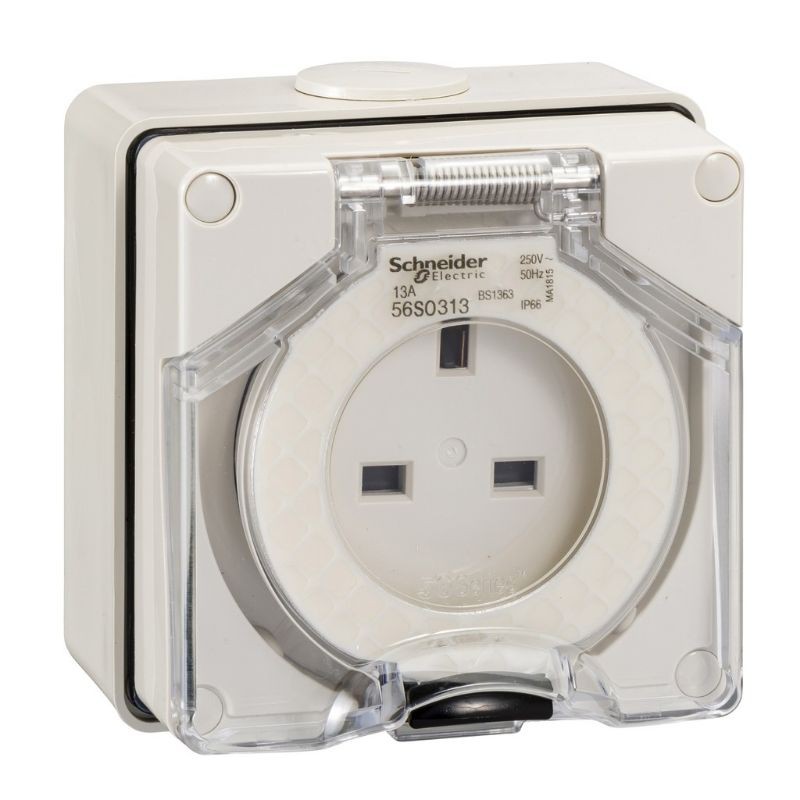 56SO313GY Schneider Electric/ PDL S56 13A Surface Socket Outlet IP66 ...