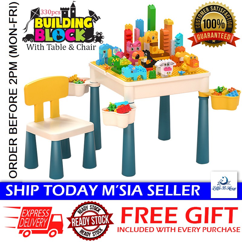 [Little B House] Large Kids Multi-Function Table Building Blocks ...