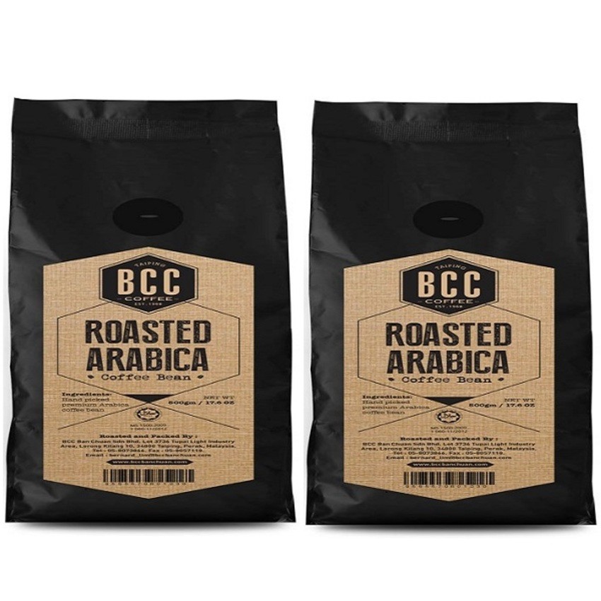 BCC Roasted Arabica Coffee Bean 500gm (2 Packs) + FREE 4 sachets BCC 3 ...