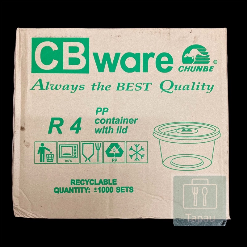 TAPAU - CHUNBE CB WARE R4 (10 X 100set) 4OZ Round Microwave Container ...