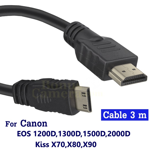 HDMI Cable To Canon EOS Camera 1200D 1300D 1500D 2000D 3000D 4000D Kiss ...