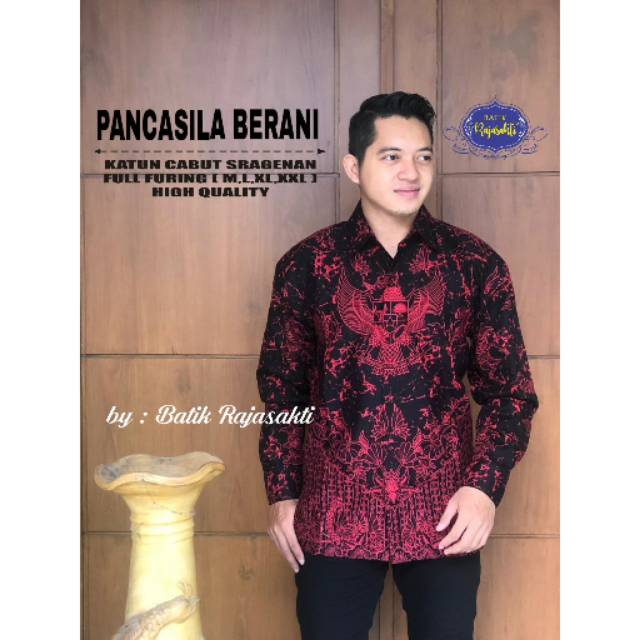 KATUN KEMEJA Batik Solo GARUDA PANCASILA Men's Shirt Fine Cotton Full ...