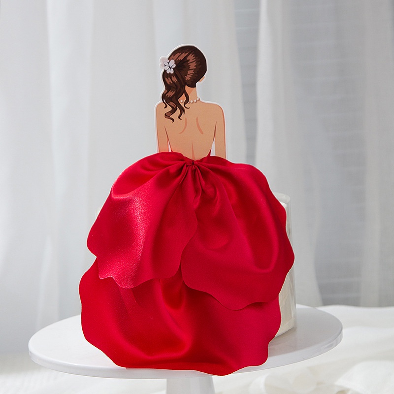 New Back View Silk Bow Yarn Skirt Cake Topper Happy Mother's Day Cake ...