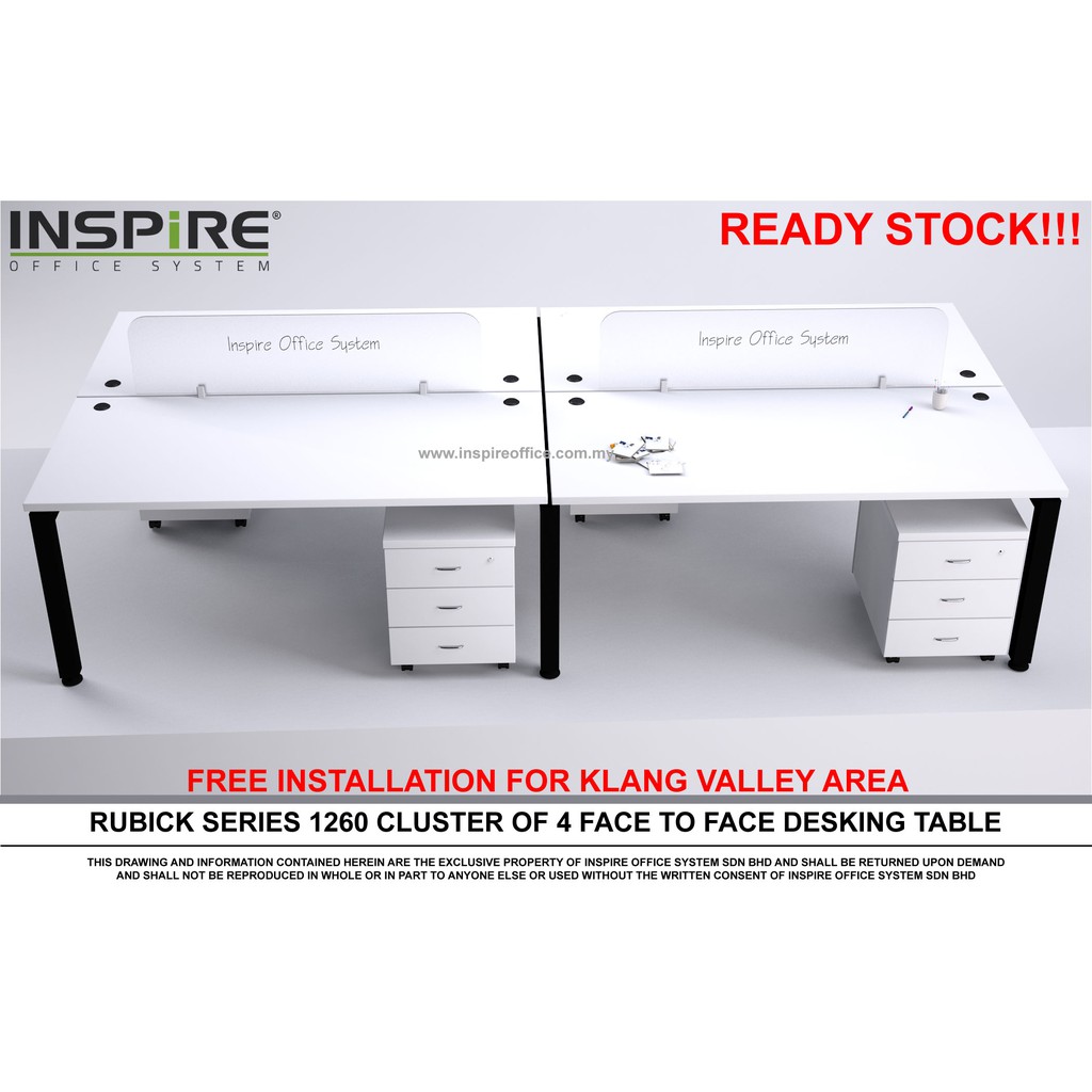 Rubick Series 1260 Cluster Of 4 Desking System Office Table ...