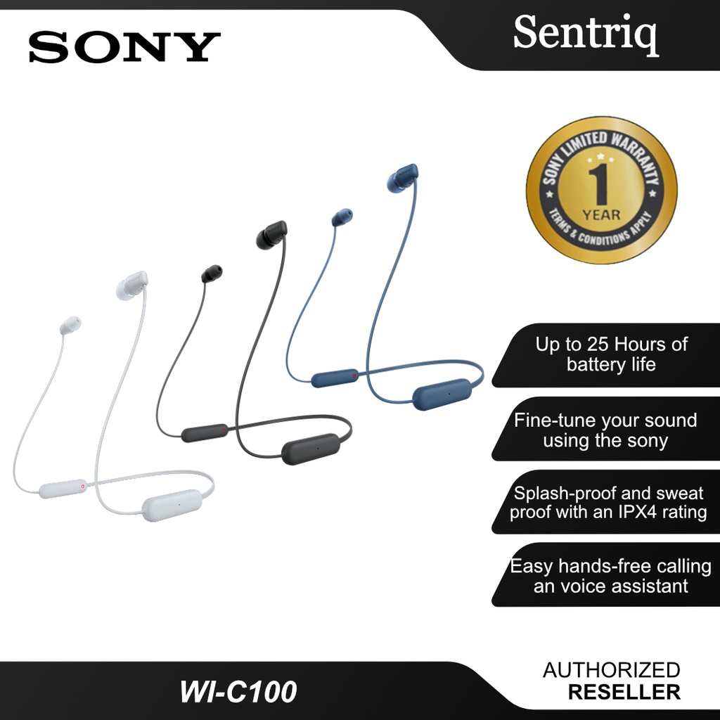 Sony WI-C100 Wireless In-ear Headphones (Original) 1 Year Warranty By ...