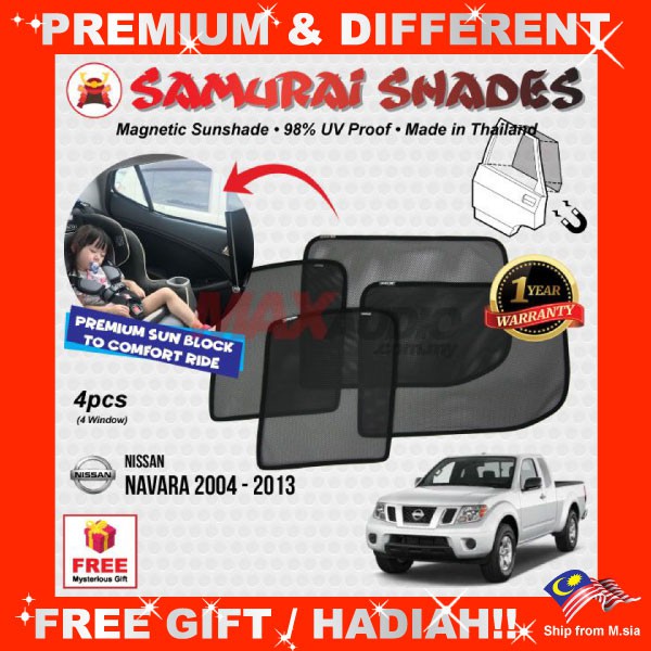 [FREE 🎁] NISSAN NAVARA 2004 - 2013 SAMURAI SHADES Magnetic UV Proof Car ...
