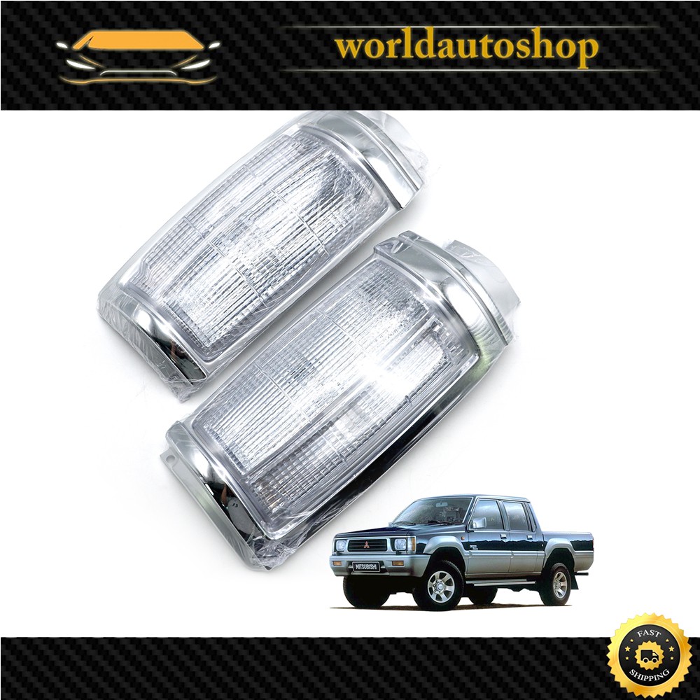 Corner Light Cover Chrome Edge White Lid Left+Right Mitsubishi L200 ...