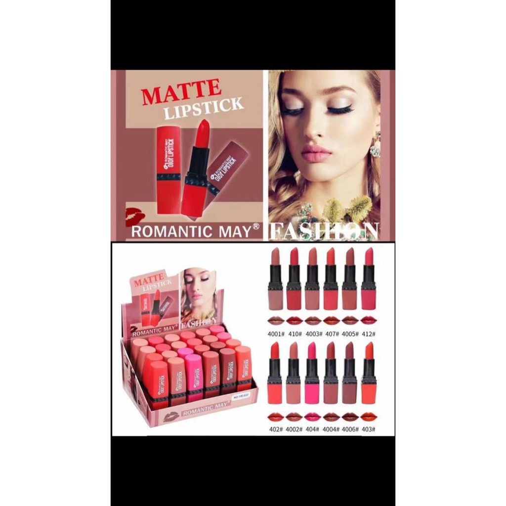 24PCS MATTE LIPSTICK , LIPMATTE ,ROMANTIC MAY MATE LIPSTICK 1 BOX 24PCS ...