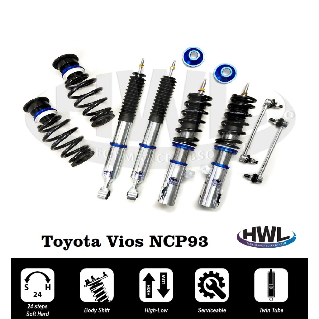 Toyota Vios NCP93 - HWL MT1bs series fully adjustable absorber coilover ...