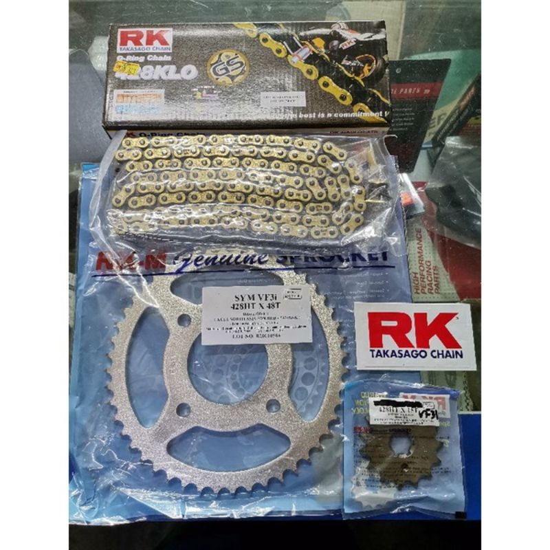 💯 Original RK-M SYM VF3i Sprocket chain set RKM Stainless Steel O-Ring ...