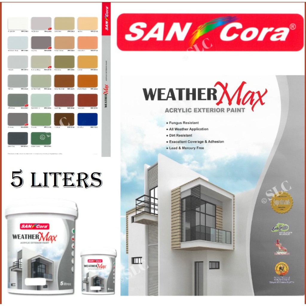 5L SANcora Weather Max Exterior Acrylic Wall Paint Weather Resistant ...