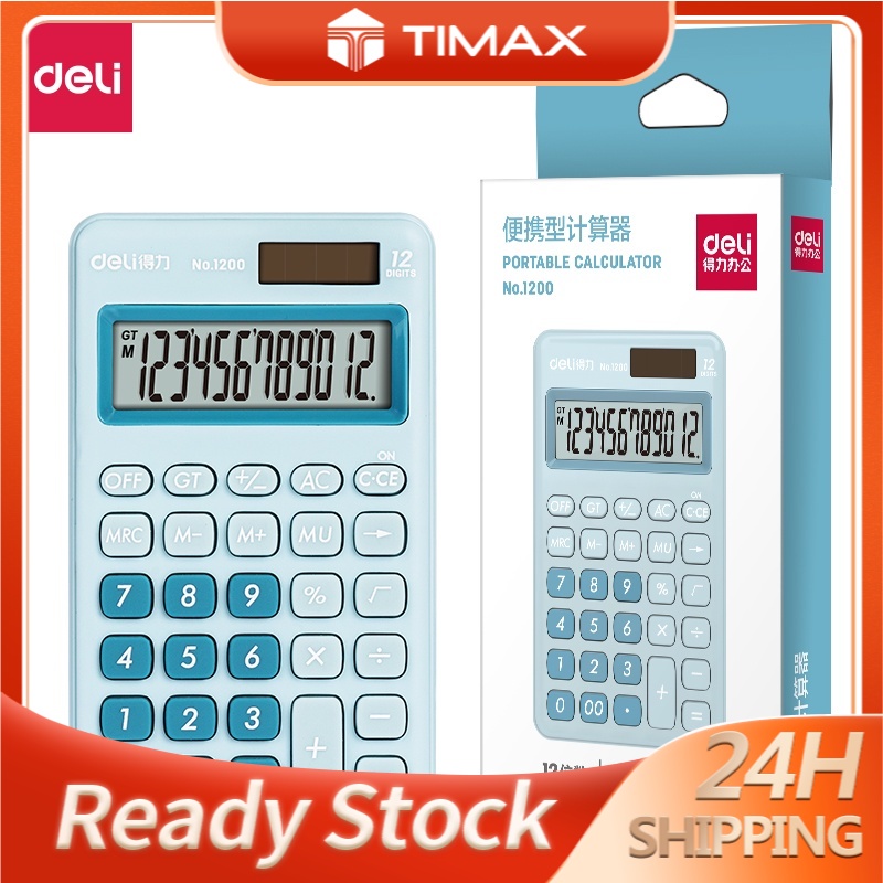 DELI Calculator Desktop Calculator 12 Digit Dual Power Soft Lighting Display 1200 Problem ...