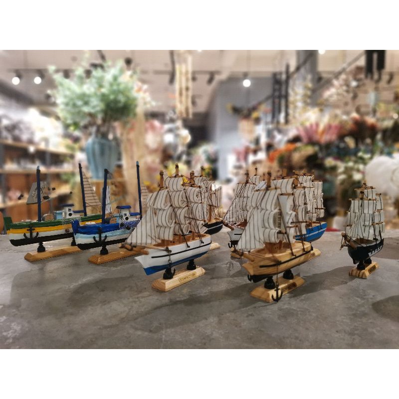 READY STOCK! Scandinavian Handcraft Retro Wooden Model Ship | Shopee ...