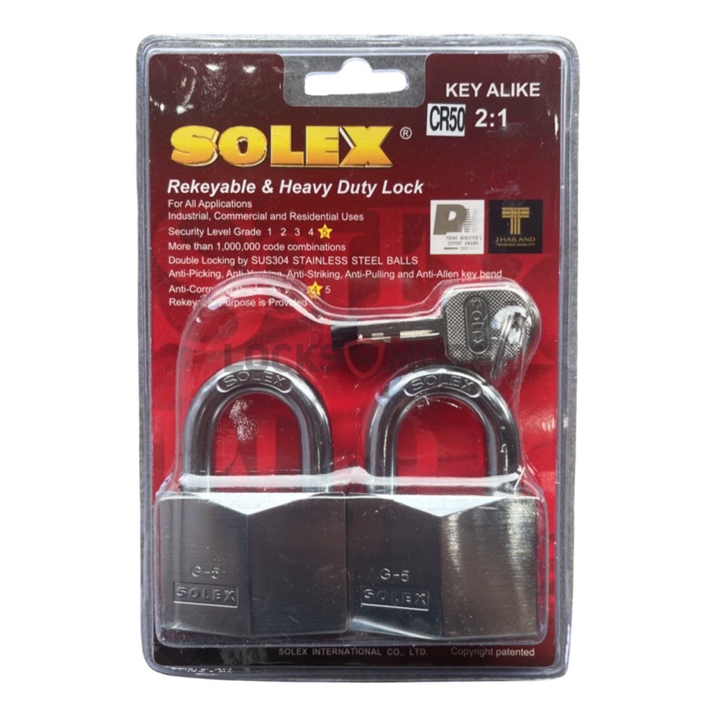 100% ORIGINAL Solex Padlock G5 Anti-Cut Padlock Key Alike System Solex ...