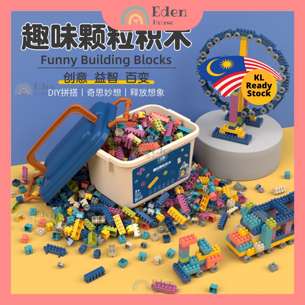 600 pcs Kids Small Building Blocks Bricks with Base Plate Toy mainan ...