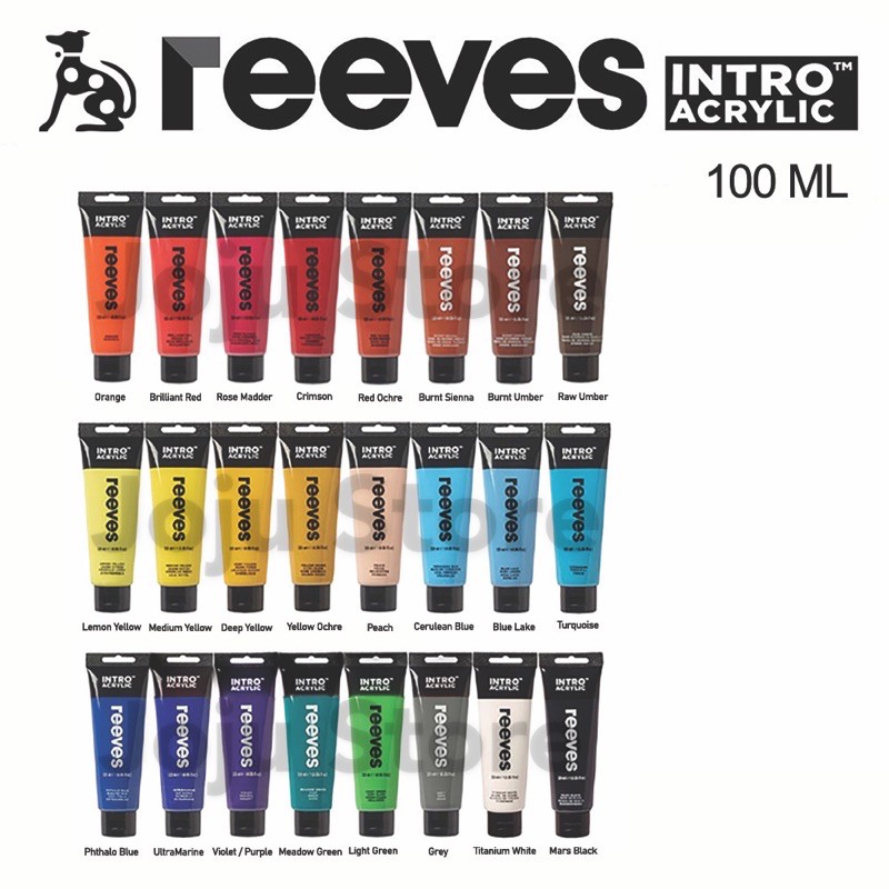 （2）Reeves Intro Acrylic Colour 100ml &120ml Tube / 24 Colour Full Range ...