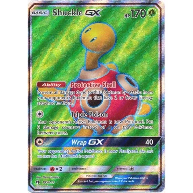 Pokemon tcg Shuckle GX - 195/214 - Full Art Ultra Rare Lost Thunder ...